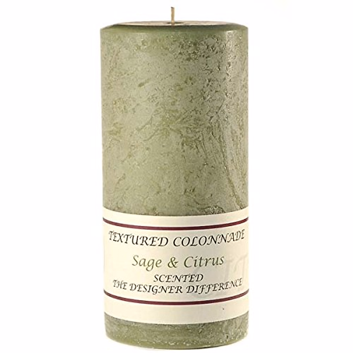 Textured 4x9 Sage and Citrus Pillar Candle for Wedding/Dinner, Holiday Event, Home Decoration, 100 to 120 Hours, 4 in. diameterx9.25 in. Tall, 1 Piece