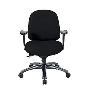 Office Star 8500 Series Multi-Function Ergonomic Executive Office Chair with Seat Slider and Titanium Finish Base, Mid-Back, Dillon Black Fabric