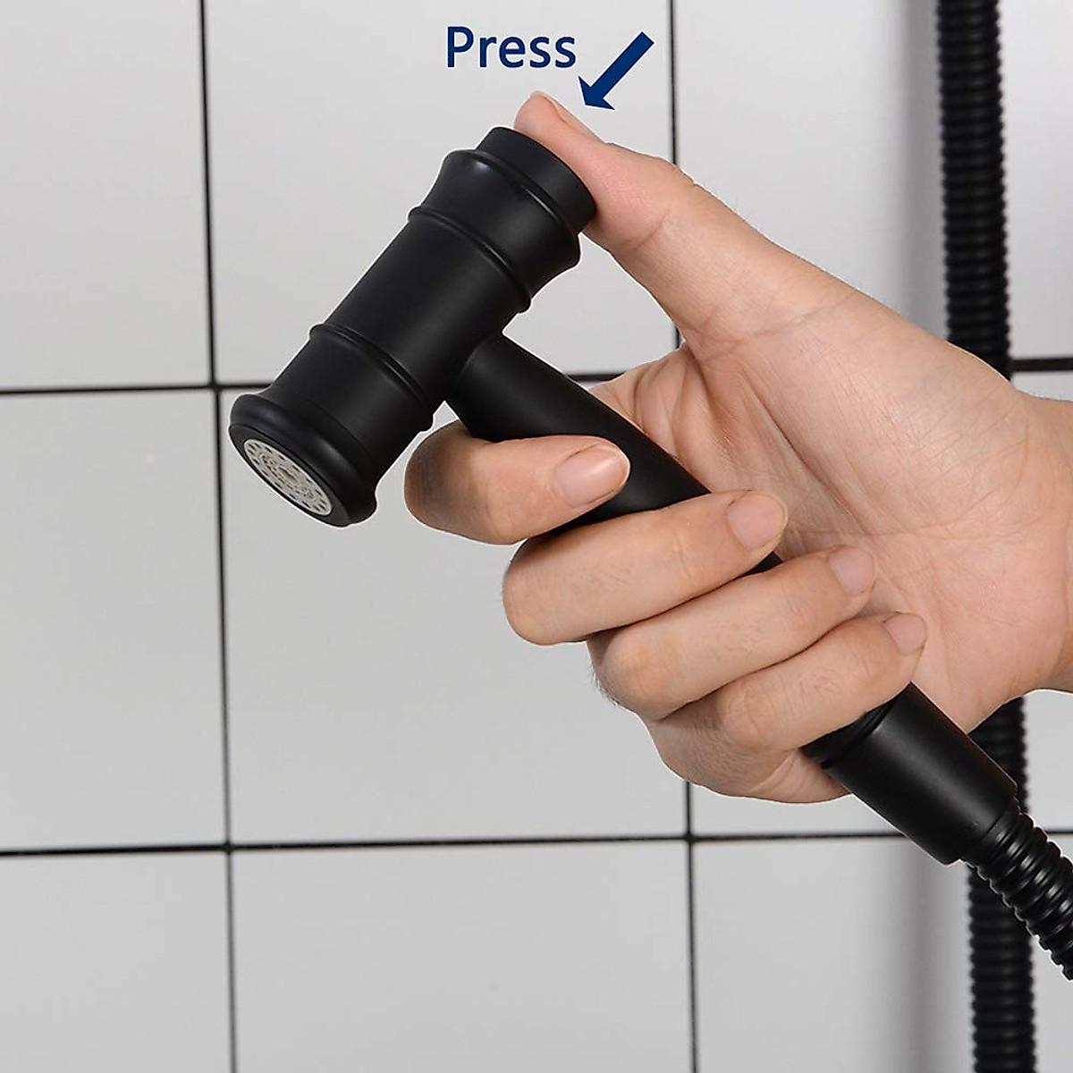 Bidet Sprayer Faucet Set with Cold and Hot Water Brass Handheld Toilet Bidet Attachment Pressure Sprayer Wall Mount Portable Cloth Diaper Washer Shower Sprayer Set/Brushed Gold (Black)