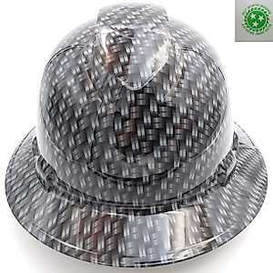 Wet Works Imaging Customized Pyramex Full Brim Metal Weave Carbon Fiber Hard Hat with Ratcheting Suspension