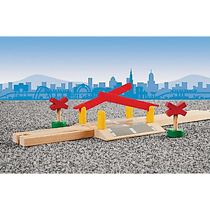 BRIO World 33388-4 Piece Railway Crossing Set | Fun and Interactive Wooden Train Accessory for Kids | Enhances Creativity and Motor Skills | FSC-Certified Eco-friendly Toy for Ages 3 and Up