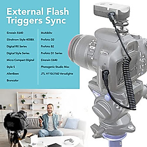 Foto&Tech 3.5 mm to Male Flash PC Sync Cable, 14 Inch Coiled Cord with Screw Lock, Compatible with Nikon Canon and Most DSLR Cameras PocketWizard Plus III Plus II Mini Phone PC1 (1 Piece)