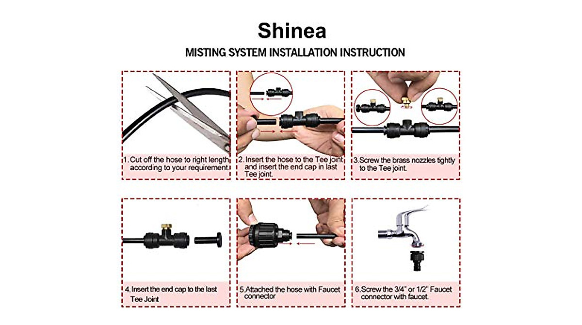 Shinea Misting Cooling System - 32.8ft for Summer Fun