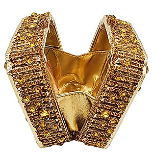 Cute Women Crystal Box Clutch Evening Bags Wedding Party Cocktail Rhinestone Handbags and Purses (Mini Square,Bronze)