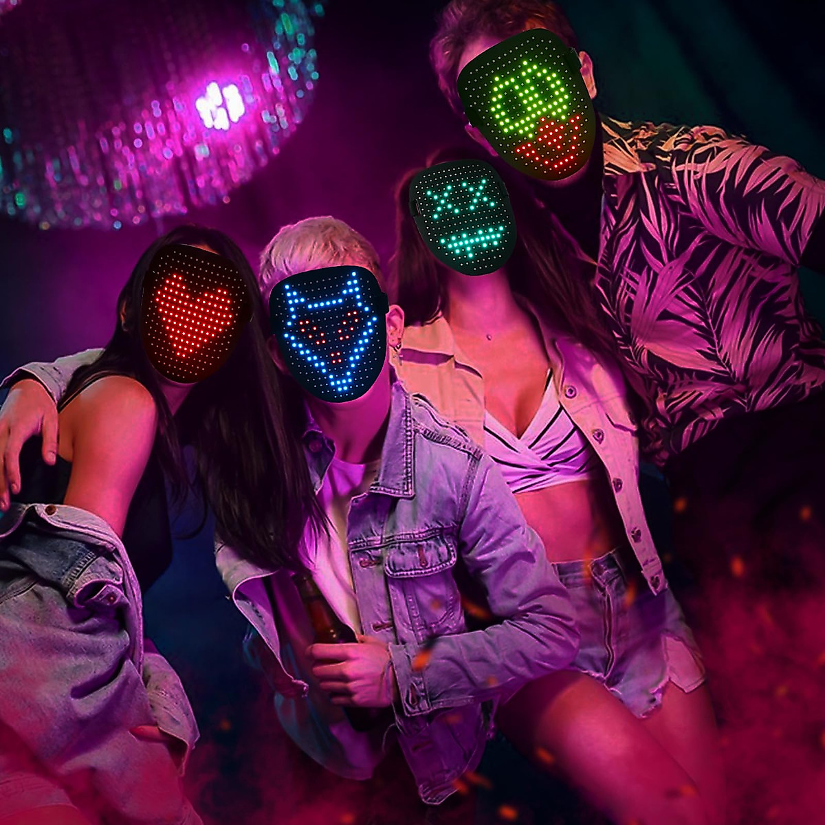 ORWINE LED Mask, Light Up Mask with Gesture Sensing, Unisex LED Lighted Face Transforming Mask for Festival Dj Cosplay Halloween Costume Masquerade Parties Christmas Gifts for Kids