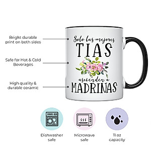 YouNique Designs Will You Be My Godmother Proposal Mug, 11 Ounces, La Madrina Gifts from Godchild, Godmother Gifts from Godchild (Black Handle)