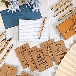 60 Pcs Bible Verse Inspirational Notebooks for Kids and Bamboo Pen Set Christian Prayer Journals Small Scripture Notepad School Mini Pocket Notebook Bible Ballpoint Pen Christian Gifts for Women Men