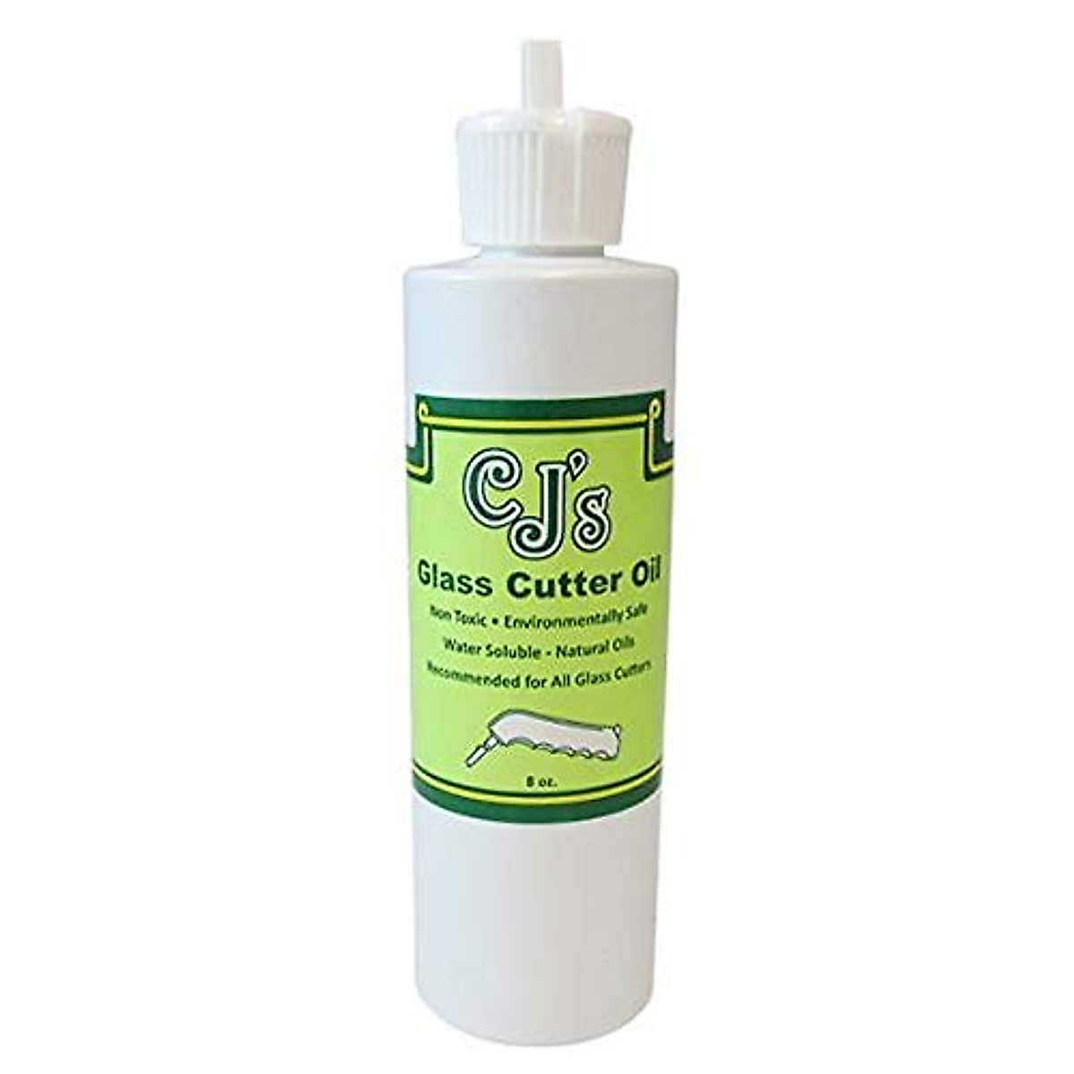 CJ's 8oz. Glass Cutting Oil - Made for All Oil Fed and Dry Wheel Cutters - Makes Even The Most Intricate of Cuts Easier - Environmentally Friendly - Convenient Pour Spout