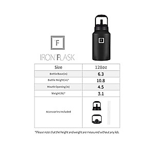 IRON °FLASK Sports Water Bottle - Gallon Series - 2 Lids (Straw and Spout), Leak Proof, Vacuum Insulated Stainless Steel, Double Walled, Thermo Mug, Metal Canteen Jug Growler - Day & Night, 128 Oz