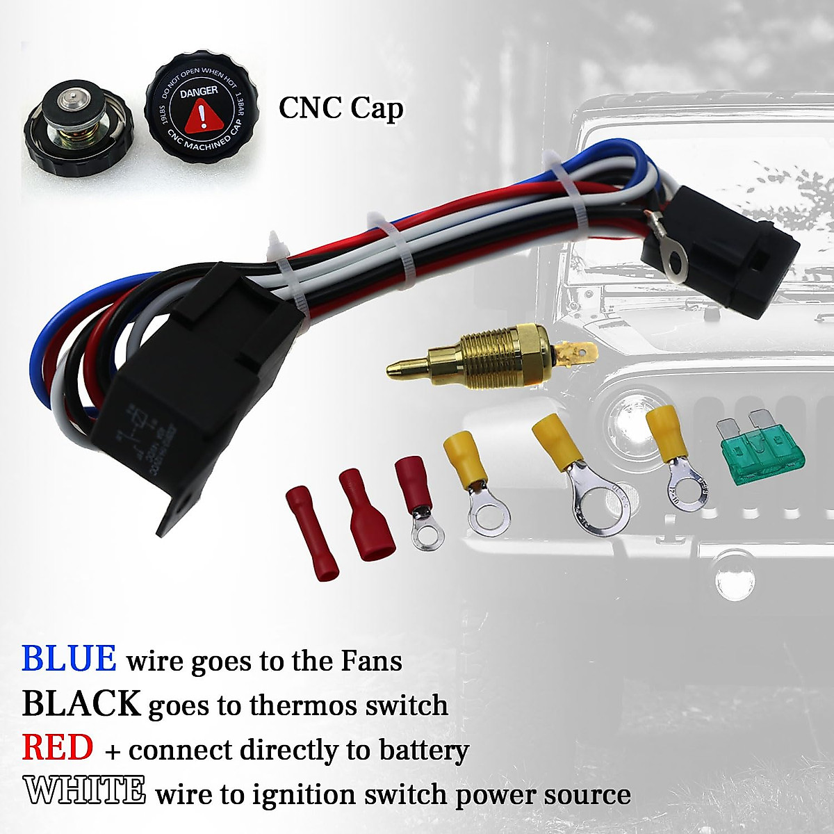 Rubivel 433 Radiator Replacement for 1966-1979 Ford F100 F150 F250 F350 Bronco 1967 1968 1969 1970 1971 1972 1973 1974 1975 1976 1977 1978, 4 Row All Aluminum Radiator+ Shroud Fan+Thermostat Relay