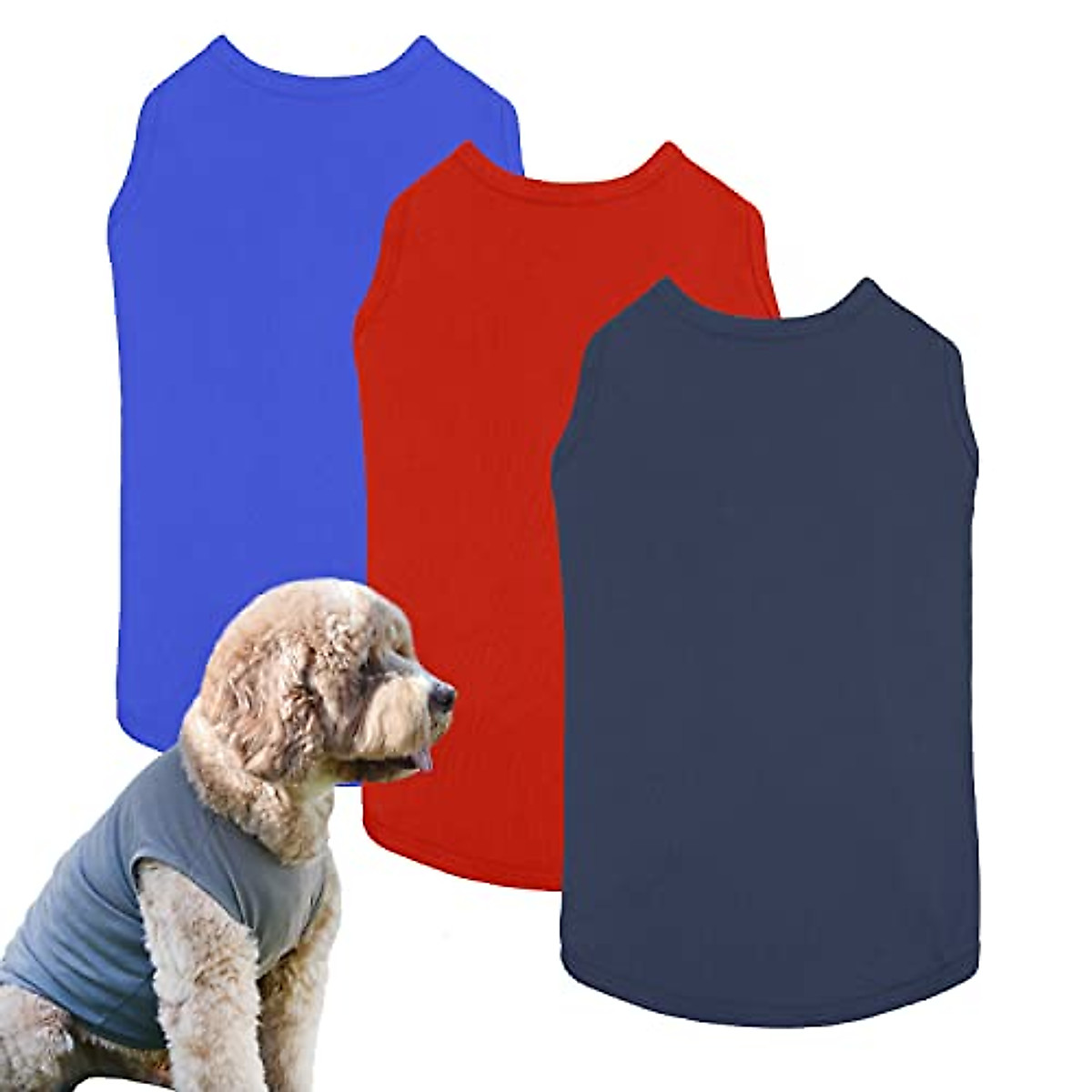 Apparelyn Dog Shirt Blank Pet Clothes - for Small Medium and Large Dogs - 3 PCS Puppy or Cat T-Shirt - Soft and Breathable Cotton Sleeveless Vest