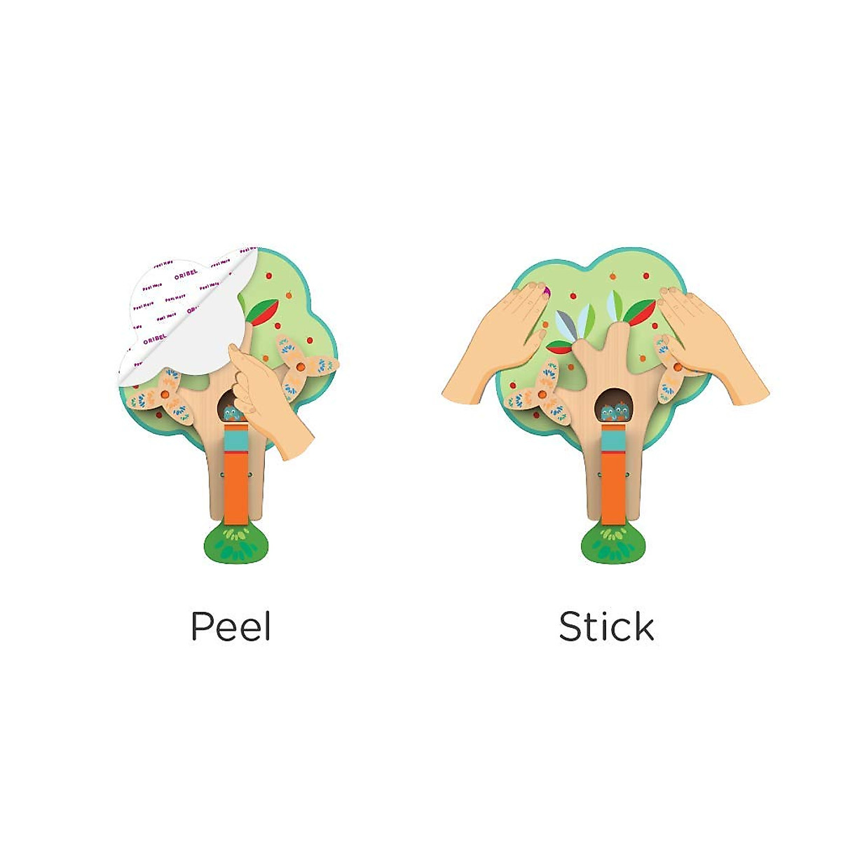 ORIBEL VertiPlay (Wall Toy) Busy Woodpecker, Wooden Toy and Nursery Room Decor | Easy to Install, Just Stick & Play!