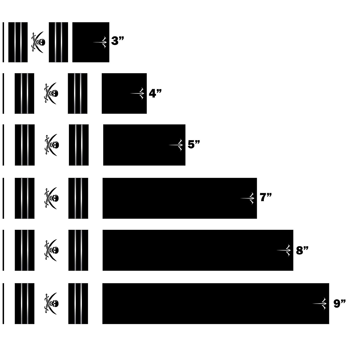 White Water Archery Non-Laminated Skull and Swords Calico Jack Black Flag Traditional Arrow Wraps 15 Pc Choose Length Width (8, 1.4)