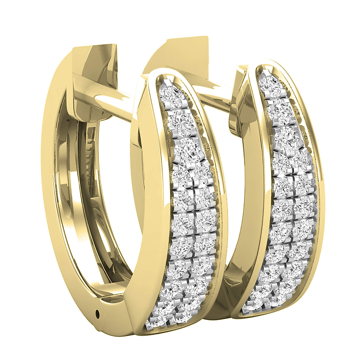 Dazzlingrock Collection 0.15 Carat (ctw) Round Lab Grown Diamond Ladies Huggies Hoop Earrings, 14K Yellow Gold