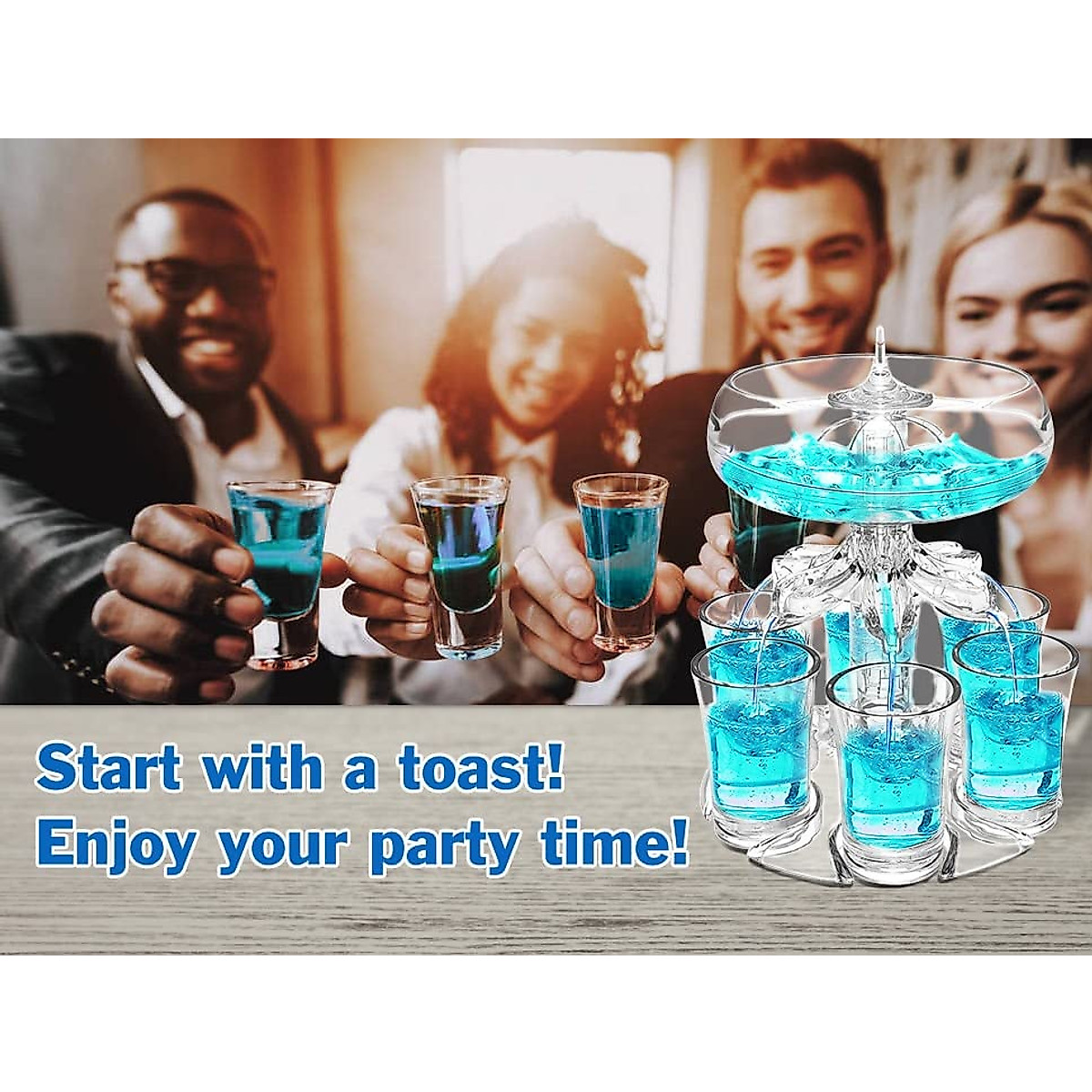 Zcvtbye Shot Dispenser Liquor Dispenser with 6 Shot Glasses Set + 18 Effects Lights Party Drink Dispenser for Beverage | Cider | Cocktail - Fun Bar Accessories Home Gifts (V2 LED)