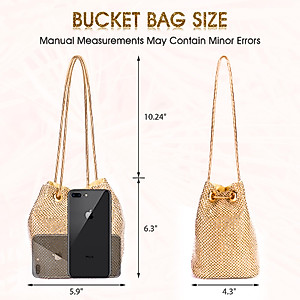 JIAN YA NA Full Rhinestones Bucket Bag for Women Fashion Shoulder Bag Purses Crossbody Bags with Long Chain Evening Bag for Wedding Party