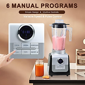 bathivy 1300W Professional Countertop Blender, 72 oz Pitcher Blender for Smoothies, 6 Program Food Processing Blender, 30000 RPM Home Commercial Blender for Ice Crushing, Frozen Drinks, Puree, Soymilk