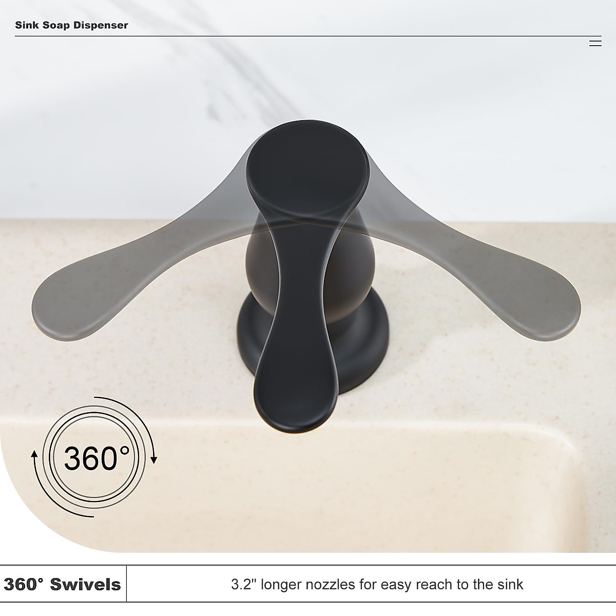 GAGALIFE Kitchen Sink Soap Dispenser Matte Black, Under Sink Soap Dispenser with 40" Silicone Extension Tube Kit,Say Goodbye to Frequent Refills