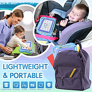 AiTuiTui Magnetic Drawing Board Mini Travel Doodle, Erasable Writing Sketch Colorful Pad Area Educational Learning Toy for Kid/Toddlers/Babies with 3 Stamps and 1 Pen (Sky Blue)