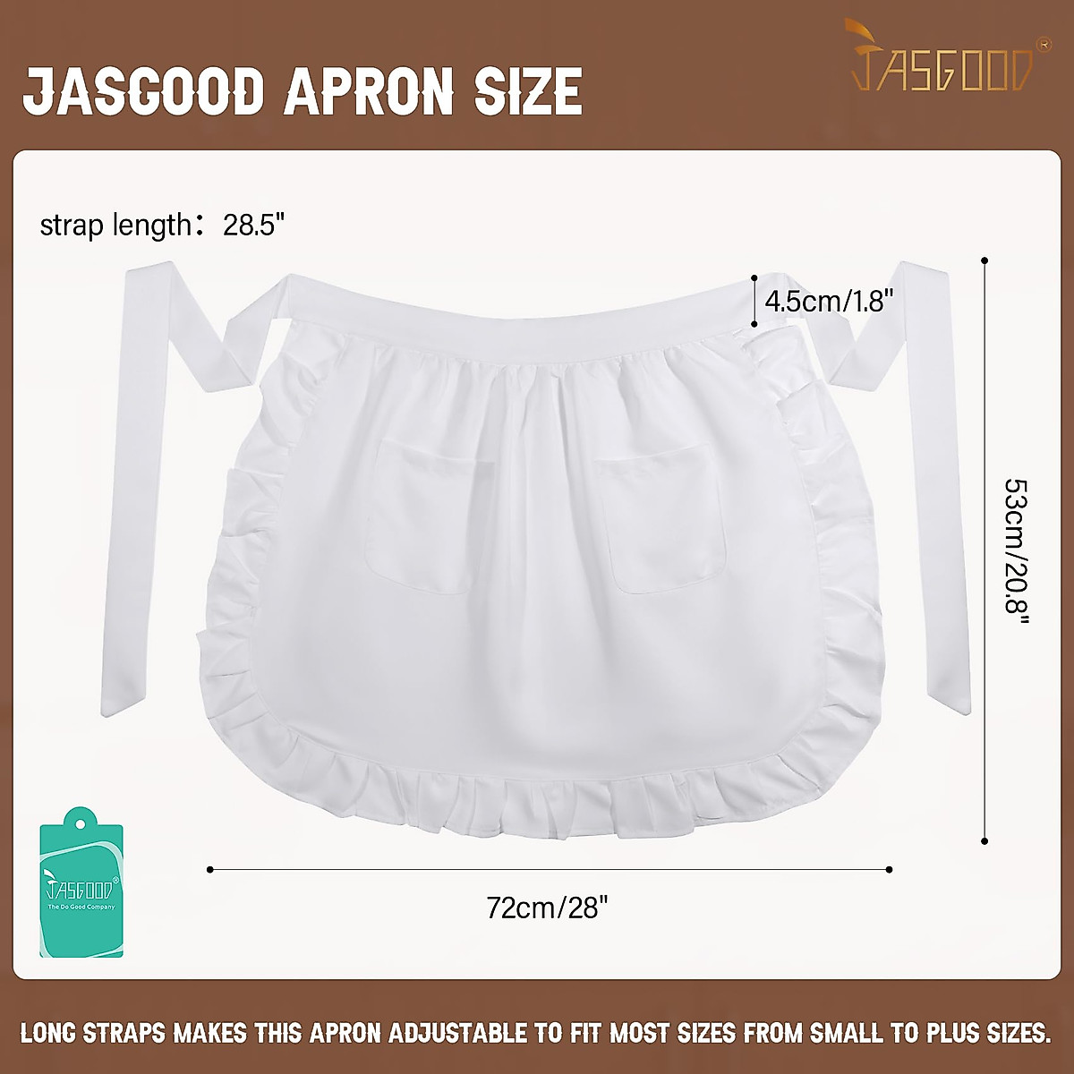 JASGOOD Women's Apron Kitchen Cooking Aprons with Pockets Vintage Maid Aprons for Halloween Costume