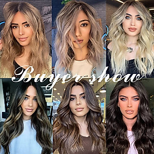 22 Inch Clip In Hair Extensions 7 PCS Long Wavy Synthetic Black Hair Extension & Natural Soft Invisible Clip Thick Hairpieces for Women Daily(20Inch, 7pcs, Black)
