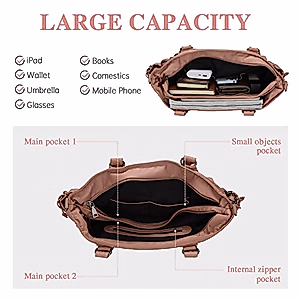 UBORSE Purses and Handbags for Women Large Hobo Bags Top Handle Satchel Shoulder Bag Washed PU Leather Multi-Pocket Tote Bag