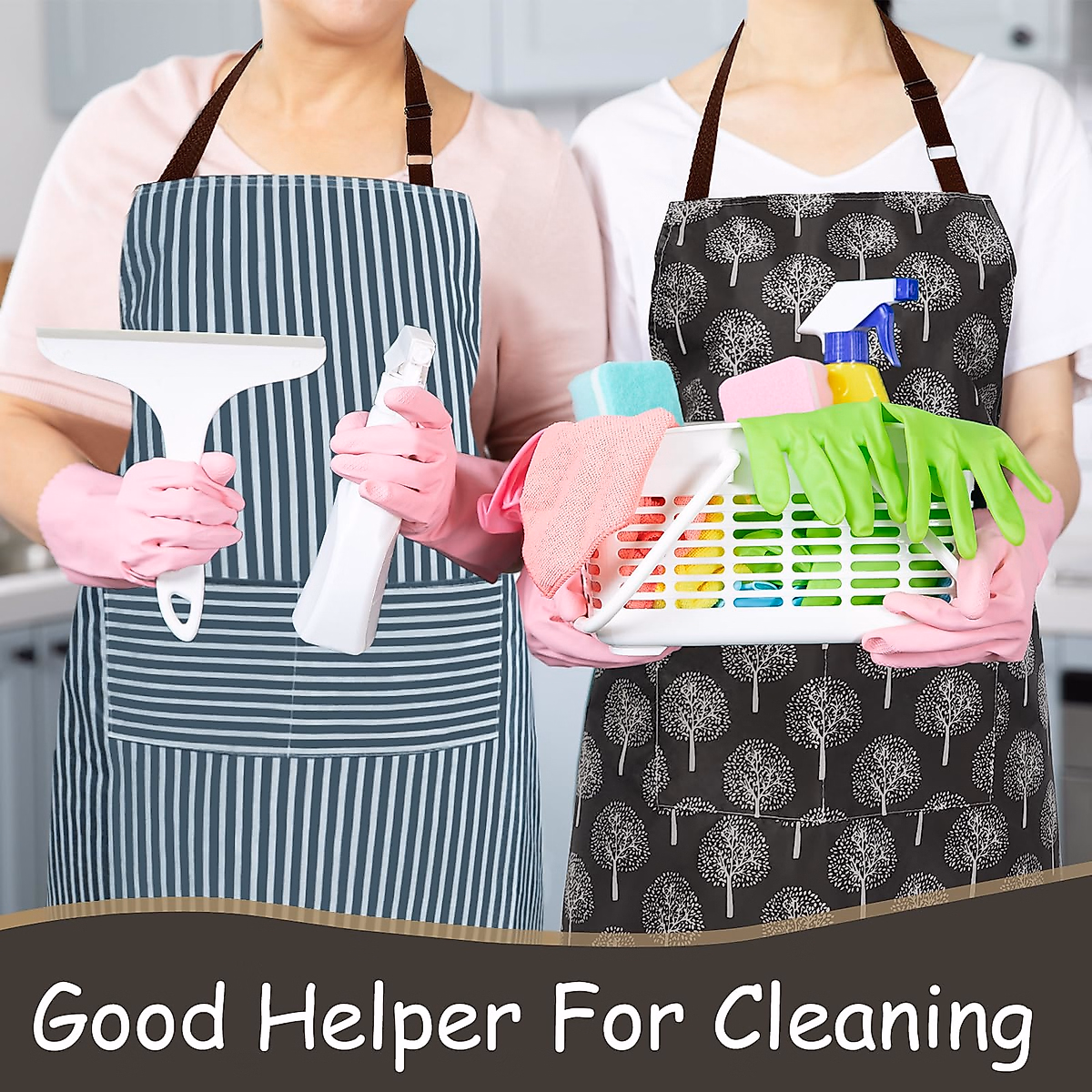 ATROPOS 2 Pack Aprons for Women with Pockets, Waterproof Cooking Aprons for Women Men, Adjustable Bib Apron Chef Aprons for Kitchen, Cooking, BBQ, Cleaning