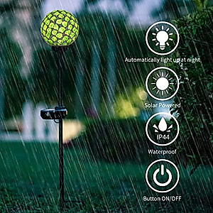 VCUTEKA Solar Lights Outdoor Decorative, Mosaic Solar Garden Light Waterpoof LED Pathway Stake Light for Landscape Lawn Patio Yard Decoration, Green 1 Pack