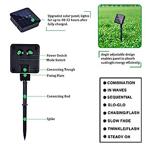 DAYLIGHTIR 2 Pack 100 LED Solar Powered Copper Wire String Lights Outdoor, Waterproof, 8 Modes Fairy Lights for Garden, Patio, Party, Yard, Christmas (Blue)