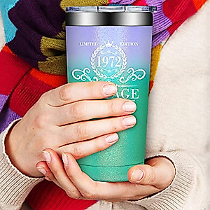 SpenMeta 51st Birthday Gifts for Women, Men - Unique Great Wedding Anniversary Present for Couple, Parents - 51 Year Old Ideas Gifts for Mom, Dad - Vintage 1972 Tumbler Cup