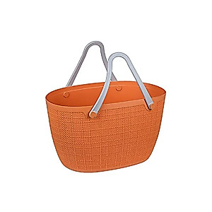 VINAMY Portable Household Large-Capacity Dirty Clothes Basket Portable Unbreakable Grocery Basket Can be Stacked with Linen Storage Basket Orange