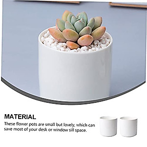 HANABASS 2pcs Bonsai Succulent for Ceramic Mini Outdoor Pottery Cute Pot Ceramics Container Home Plant Center Arrangement Desktop Garden White Round Flowerpots Indoor Cactus Nursery