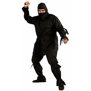 Forum Novelties Men's Full Figure Deluxe Ninja Costume, Black, X-Large