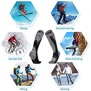Ekouaer Ski Socks for Men & Women, Skiing, Snowboarding, Winter Sports, Knee-High, Warm, Breathable 2 Pairs Pack
