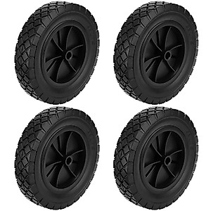 KEILEOHO 4 PCS 8 x 1.75 Inch Replacement Hand Truck Wheels, Heavy-Duty Solid Rubber Wheel with 1/2 Inch Axle Bore Universal Hand Truck Wheel Replacement Tires for Lawn Mowers, Dollies, Black