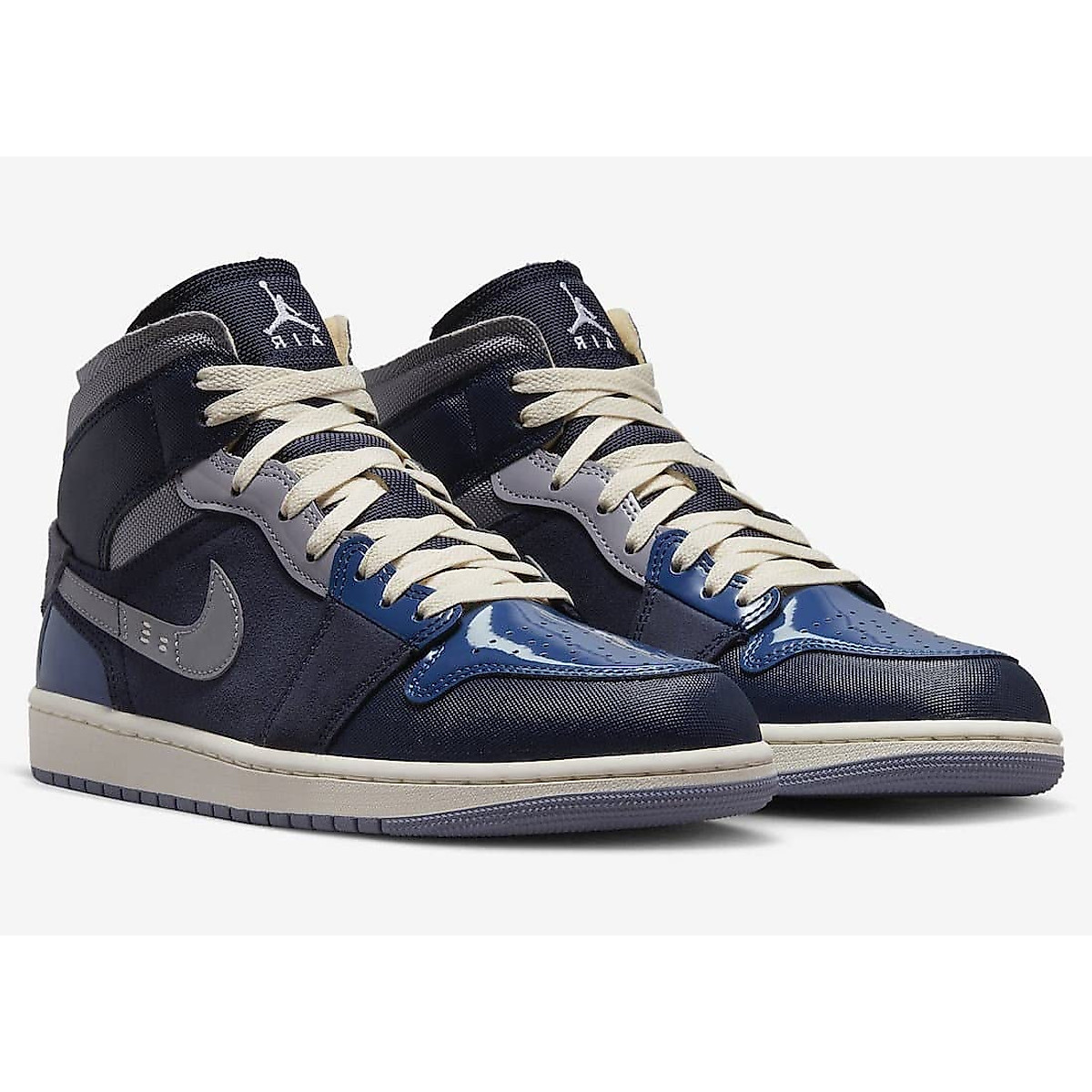 Jordan Men's 1 Mid SE Craft Sneaker, Obsidian/White-french Blue, 8