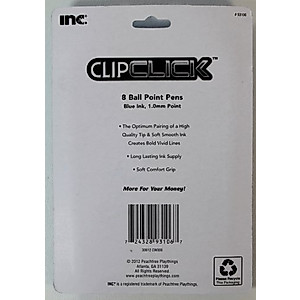 Clipclick Retractable Ball Point Pens 1.0mm Blue Ink Set of 8 (3 packs of 8)