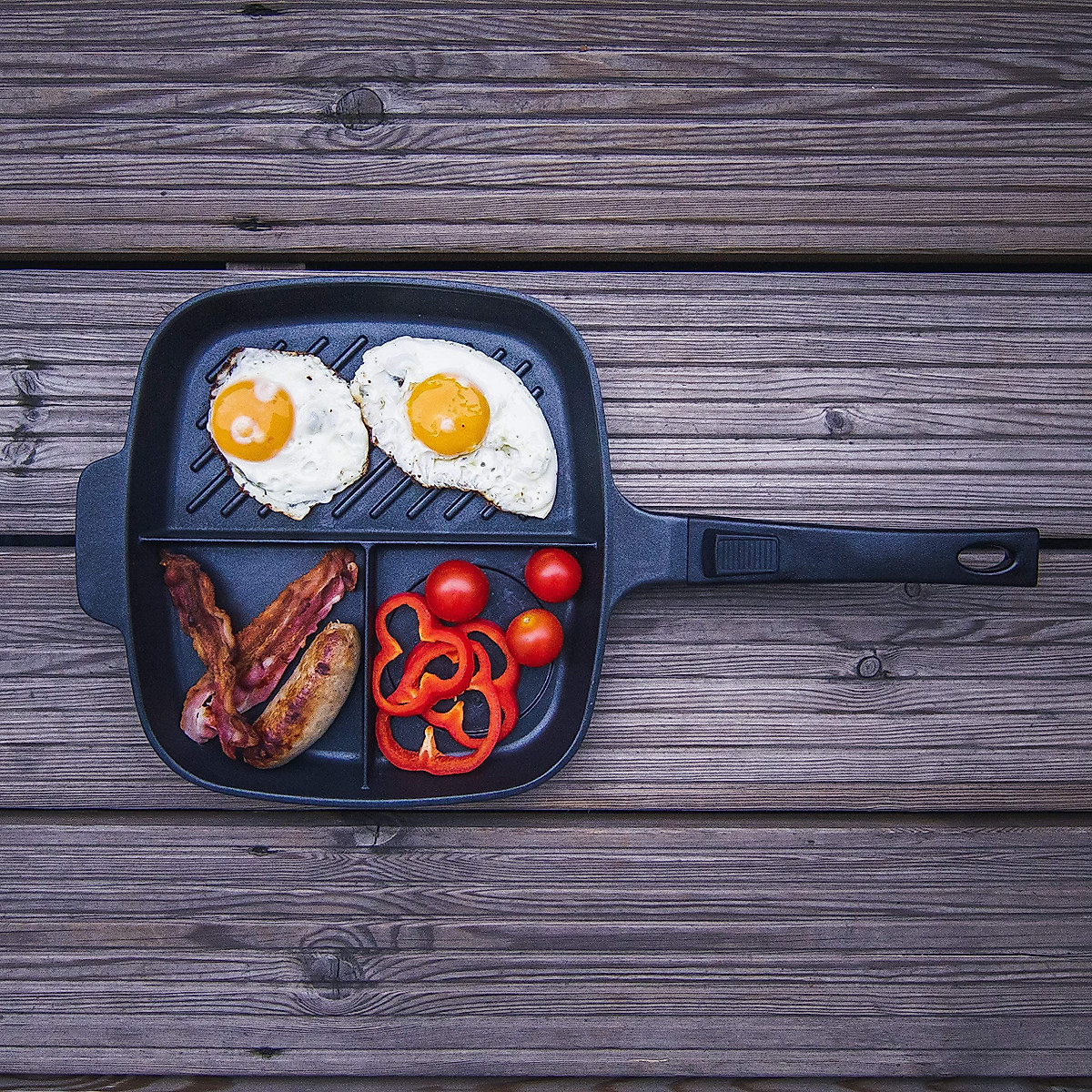 Jean Patrique Lazy Pan for Breakfast Egg Poacher Frying Pan with Multi Sections Griddle Non Stick Pans for Gas, Electric, Induction & Oven Lighter Than Cast Iron