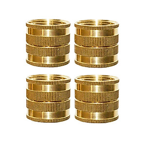 HQMPC Brass Garden Hose Connector Garden Hose Adapter Double Female Swivel Hose Connector 3/4 Inch GHT Brass Connector 4 Pieces