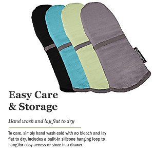 Cuisinart Silicone Oven Mitts, 2 Pack – Heat Resistant To 500 Degrees – Handle Hot Kitchen Items Safely – Non-Slip Silicone Grip Oven Gloves with Insulated Deep Pockets and Hanging Loop – Aqua