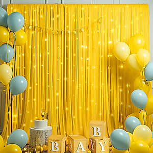 Yellow Backdrop Curtain for Parties Wrinkle Free Lemon Yellow Photo Curtains Backdrop Drapes Fabric Decoration for Birthday Party Wedding Baby Shower 5ft x 7ft,2 Panels
