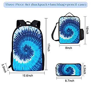 Acvbaty Tie Dye School Backpack for Boys, Classic Cute Kids Backpack Set with Lunch Box Pencil Case, Aesthetic Lightweight School Bookbag Set for Teen Boy Elementary High School Student