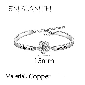 ENSIANTH Ohana Jewelry Ohana Means Family Hibiscus Charm Bracelet Hawaiian Family Jewelry (Bracelet Silver)