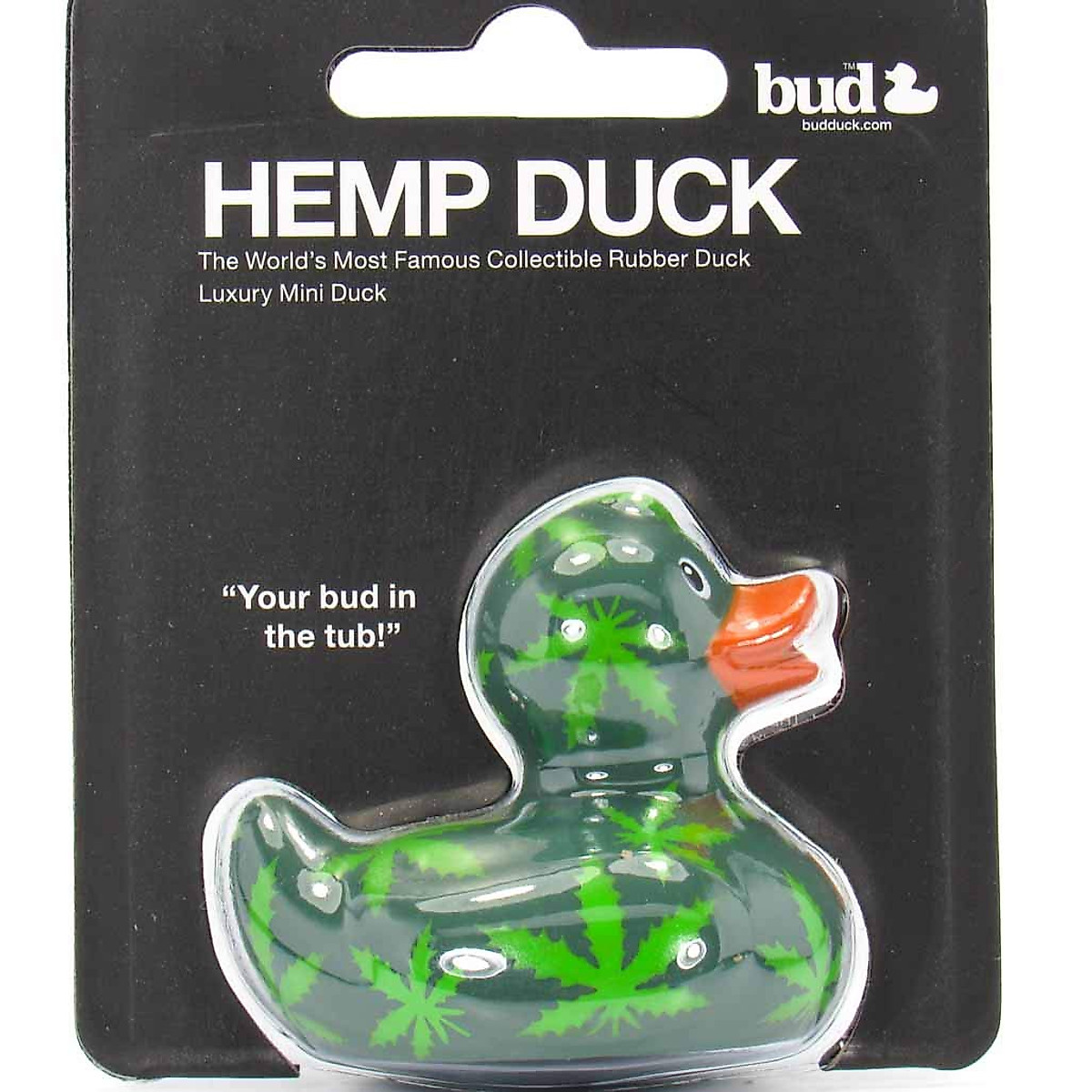 Hemp Rubber Duck Bath Toy by Bud Ducks | Elegant Gift Packaging - "Your bud in the tub!" | Child Safe | Collectable
