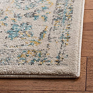 SAFAVIEH Evoke Collection 8' x 10' Ivory/Blue EVK220C Shabby Chic Oriental Medallion Non-Shedding Living Room Bedroom Dining Home Office Area Rug