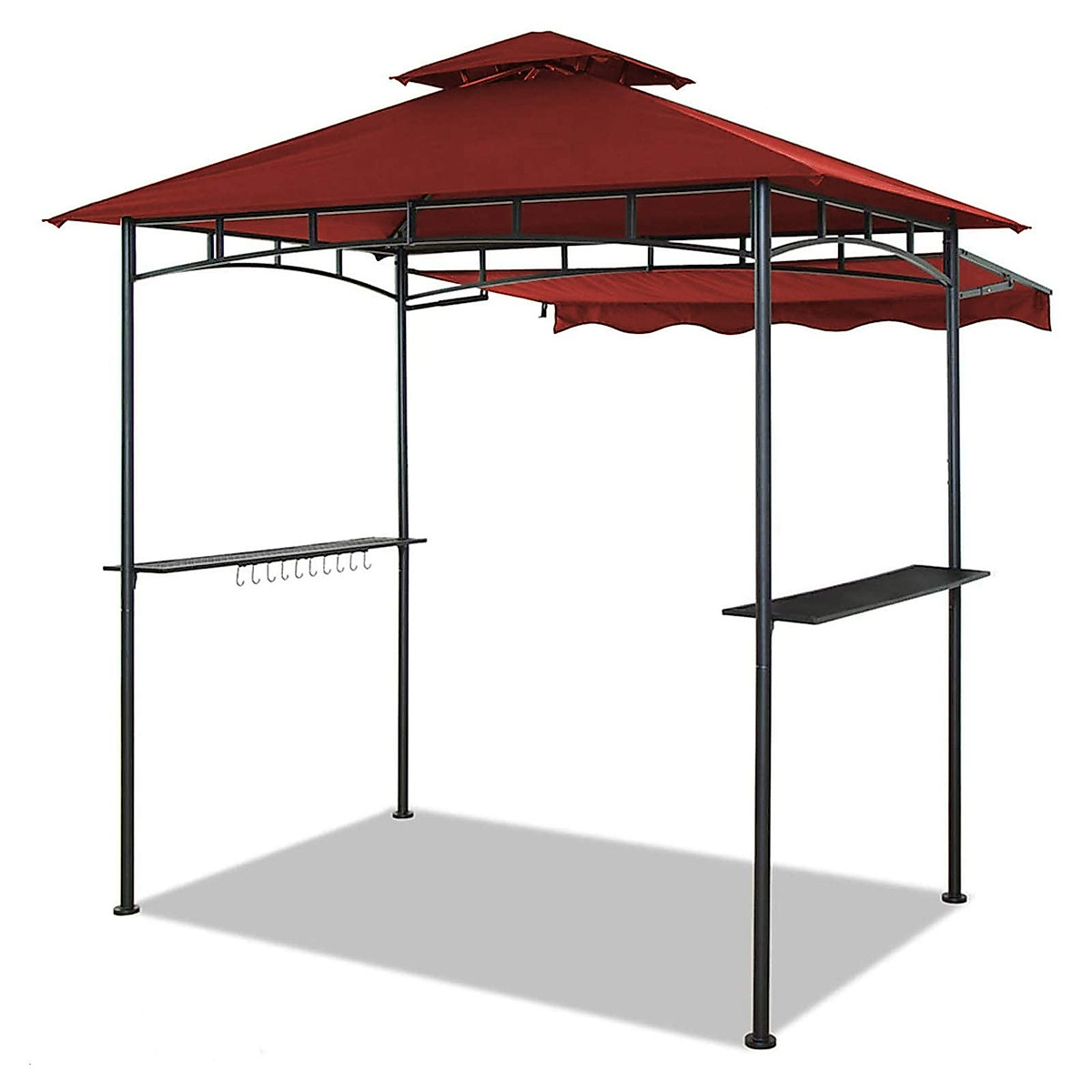 CHARMELEON Dark Grey Grill Gazebo, Double Tiered BBQ Gazebo, 5x8 Grill Canopy,Outdoor BBQ Canopy Tent with Stretchable Side Awning