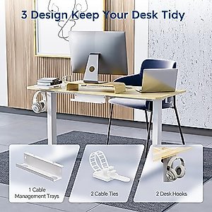 Standing Desk, Height Adjustable Desks with Powerful Motor and Cable Management,Electric Sit Stand Desk with Hight Preset Design for Home Office Use 55x24 in Maple
