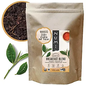 Numi Organic Breakfast Blend Loose Leaf Tea, 16 Ounce Pouch, Loose Leaf Black Tea, Brews 200 Cups (Packaging May Vary)