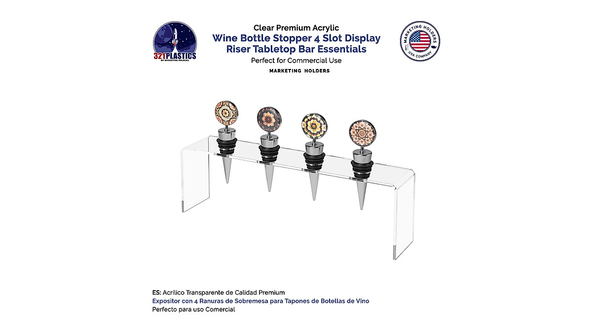 Premium Acrylic 4 Slot Wine Bottle Topper Display Stand