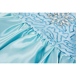 Padete Little Girl Princess Dress Snow Party Queen Halloween Costume Sky Blue with Accessories (7 Years, Sky Blue with Accessories)